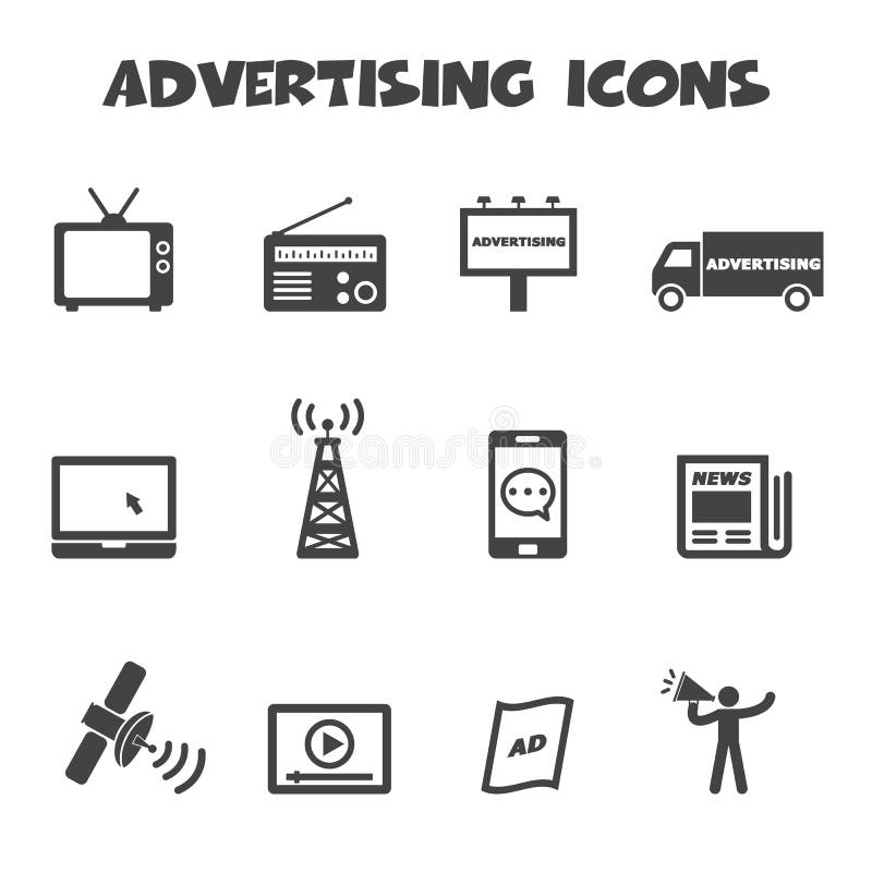 Advertising icons stock vector. Illustration of megaphone - 40392943