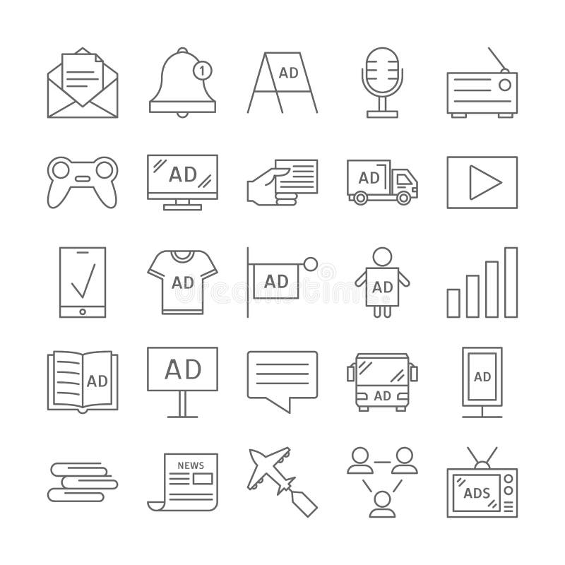 Advertising icons set. stock vector. Illustration of internet - 115559330