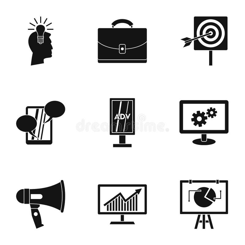 Advertising Icons Set, Simple Style Stock Vector - Illustration of idea ...