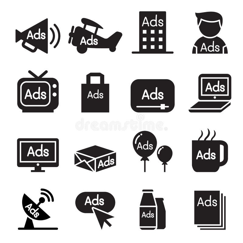 Advertising icons stock illustration. Illustration of campaign - 72474368