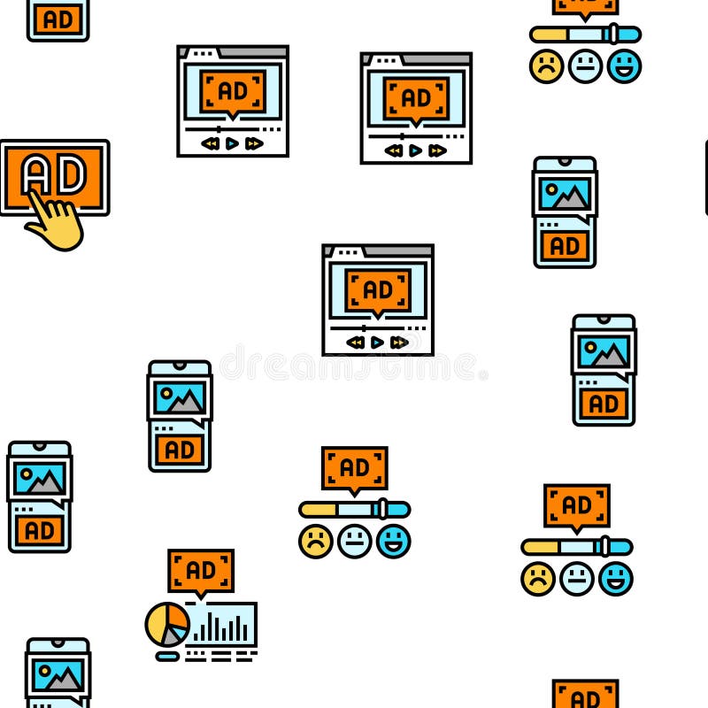 Advertising Media Business Vector Seamless Pattern Stock Vector ...