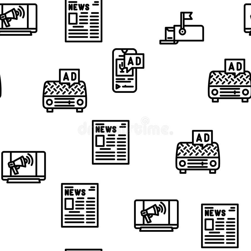 Advertising Media Internet Vector Seamless Pattern Stock Illustration ...