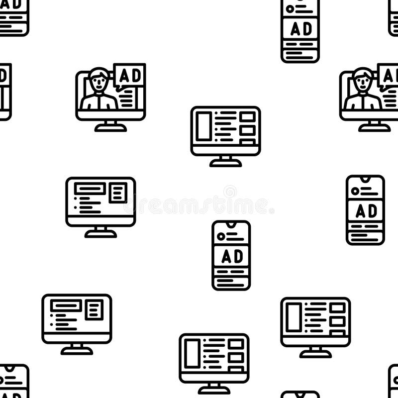Advertising Media Internet Vector Seamless Pattern Stock Illustration ...