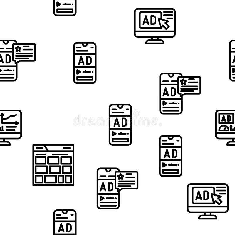Advertising Media Internet Vector Seamless Pattern Stock Illustration ...