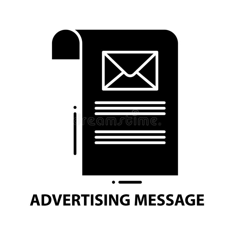 Advertising Message Icon, Black Vector Sign with Editable Strokes ...