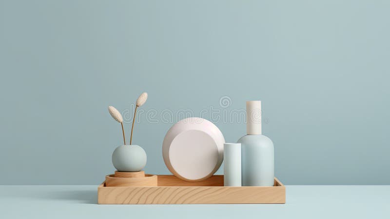 Advertising, Minimal Modern Product Display on Neutral Blue Background ...