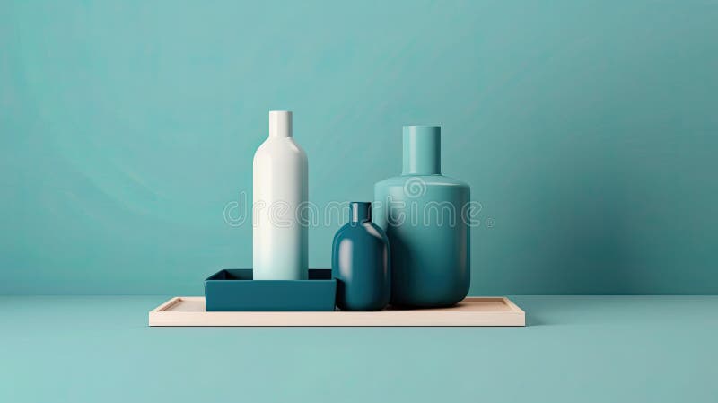 Advertising, Minimal Modern Product Display on Neutral Blue Background ...