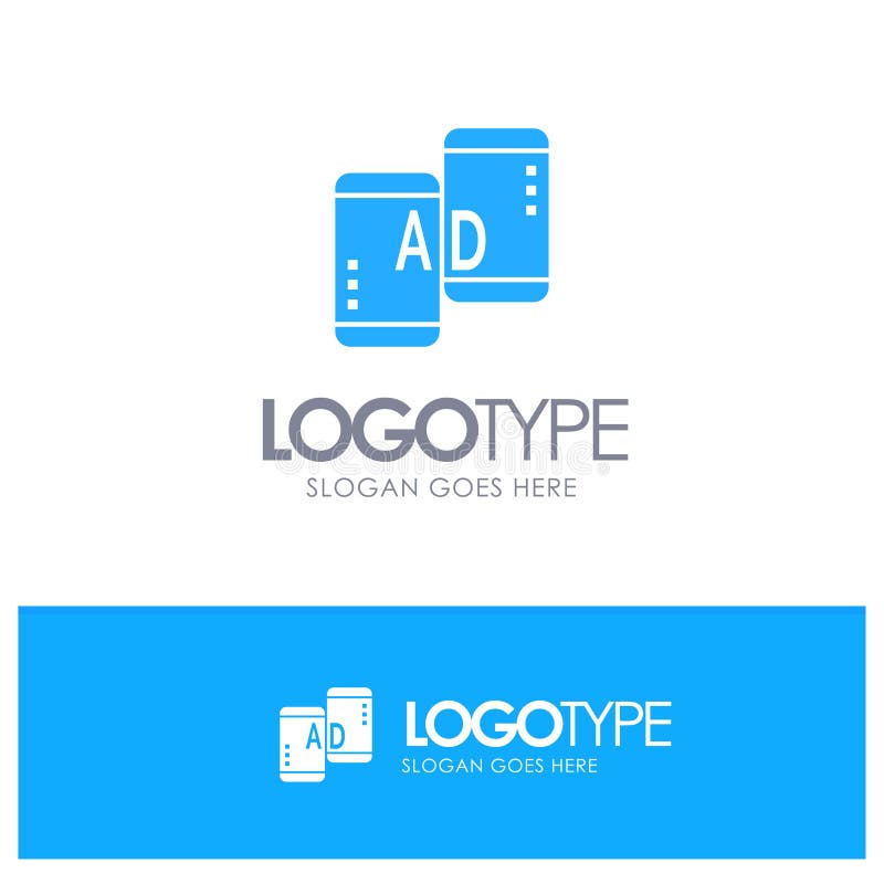 Advertising, Mobile, Mobile Advertising, Marketing Blue Solid Logo with ...