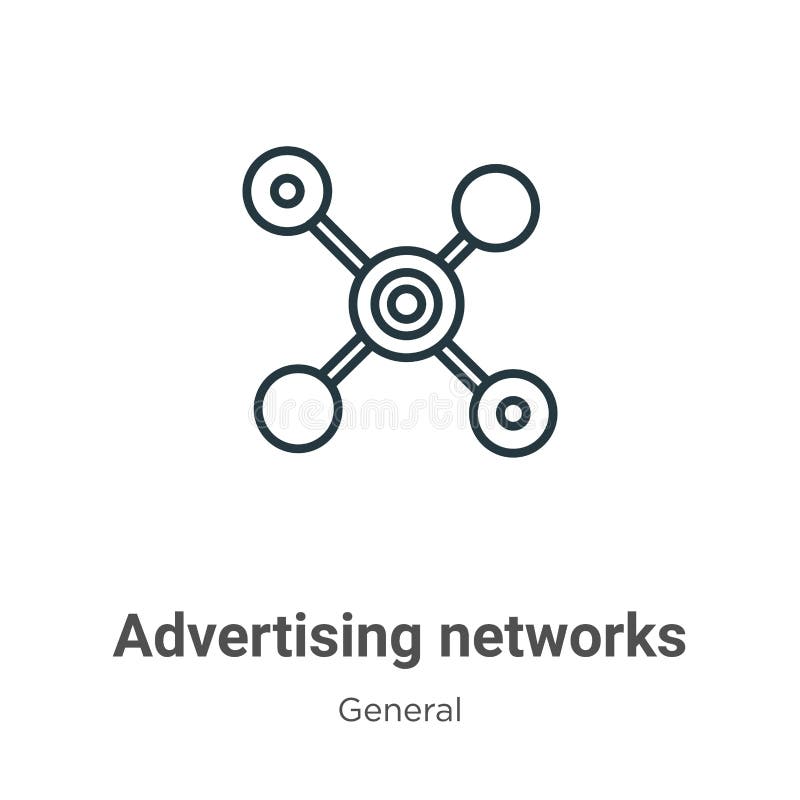 Advertising Networks Outline Vector Icon. Thin Line Black Advertising ...
