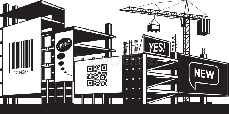Advertising Panels on the Construction Site Stock Vector - Illustration ...