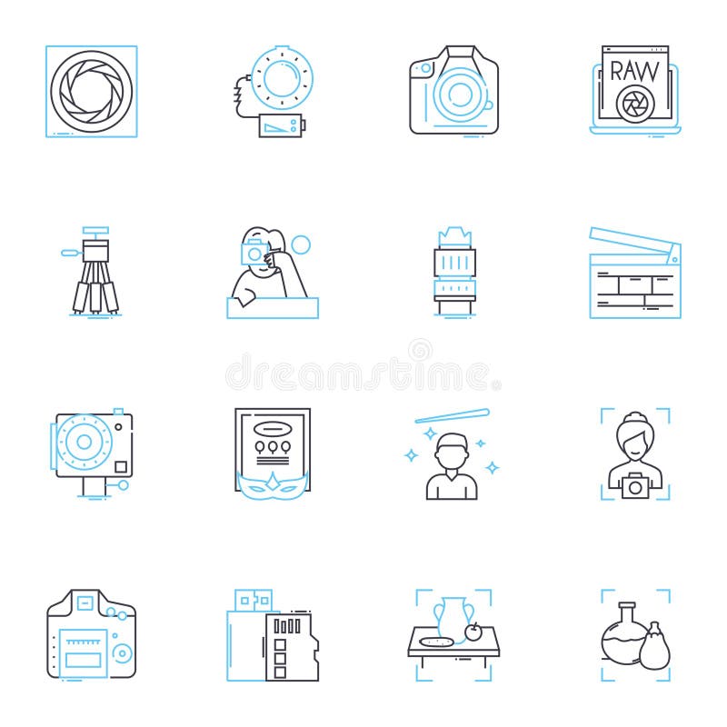 Advertising Photography Linear Icons Set. Creative, Compelling ...
