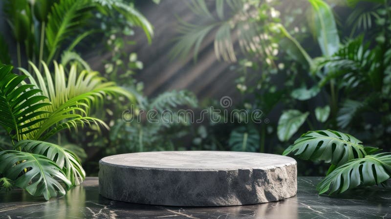 Advertising Podium Stand with a Stunning Tropical Jungle Leaf ...