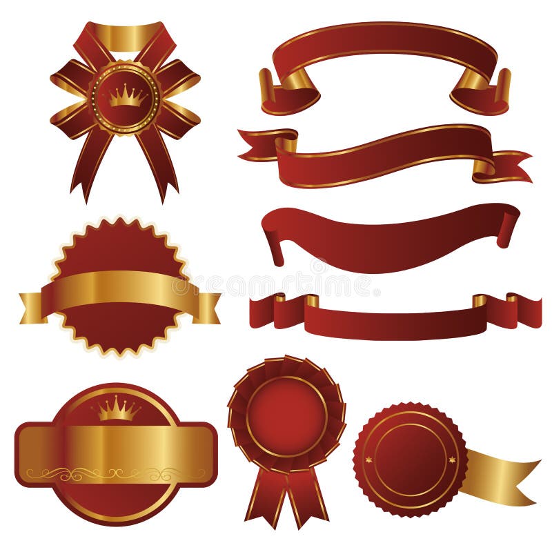 Emblem and Ribbon Material Set Stock Vector - Illustration of frame ...