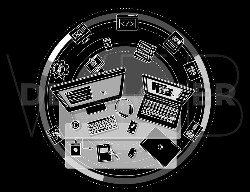 Advertising Poster about Web Developers and Their Work. Stock Vector ...