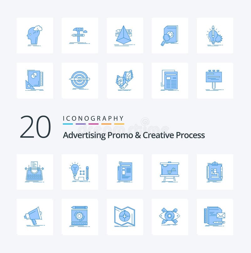 20 Advertising Promo and Creative Process Blue Color Icon Pack Like ...