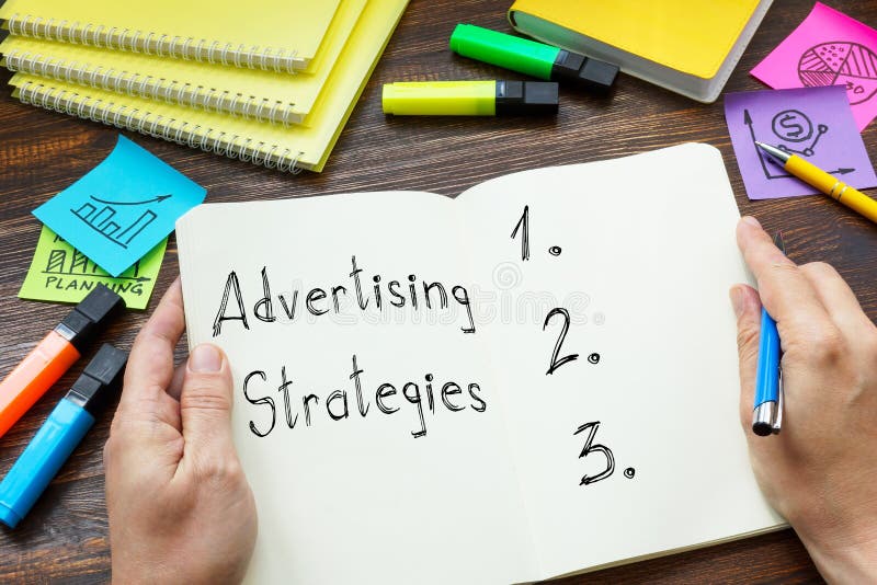Advertising Strategies are Shown on the Photo Using the Text Stock ...