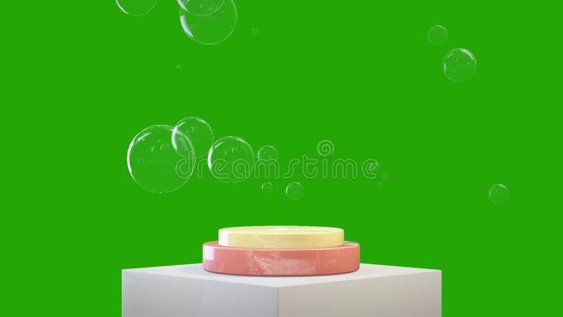 Advertising Table for Virtual Product with Soap Bubbles Floating, Green ...