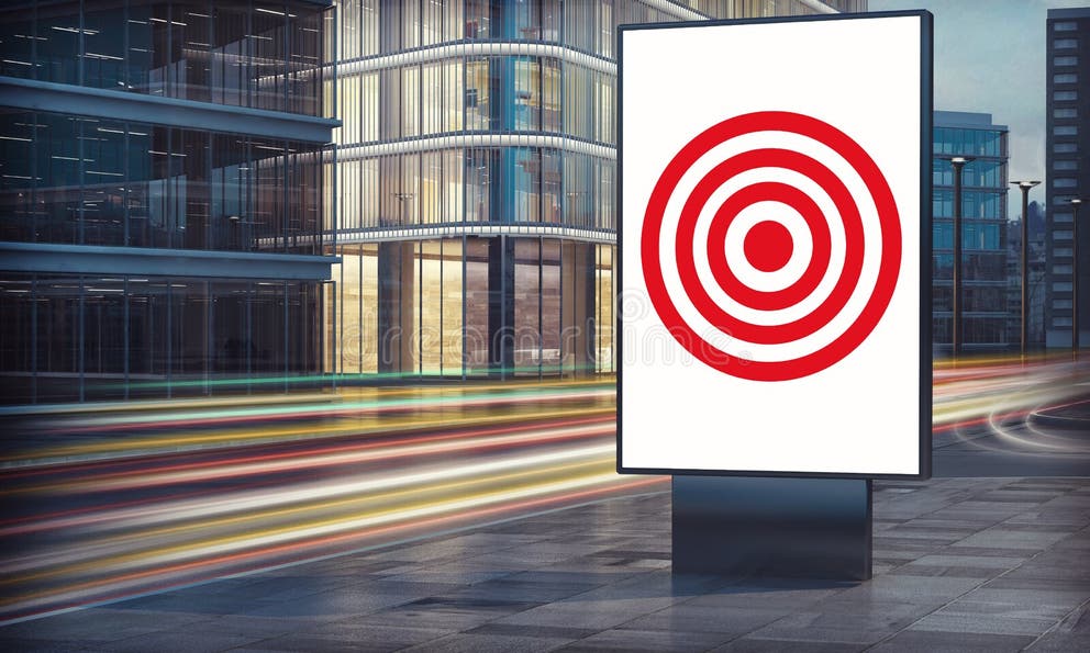 Advertising Target Billboard in City Night Stock Image - Image of ...