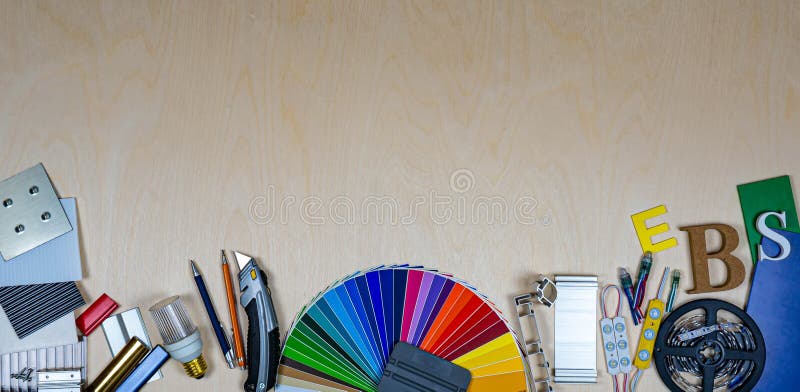 Advertising Tools, Construction Materials and Samples on Plywood ...