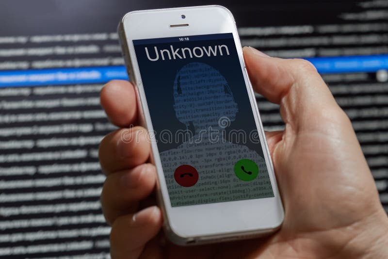 Advertising Unwanted Call To a Mobile Phone on a Dark Background Stock ...