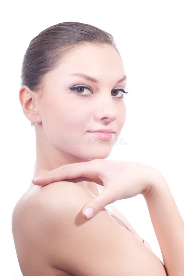Young Woman Looking Behind Her Shoulder Stock Image - Image of body ...