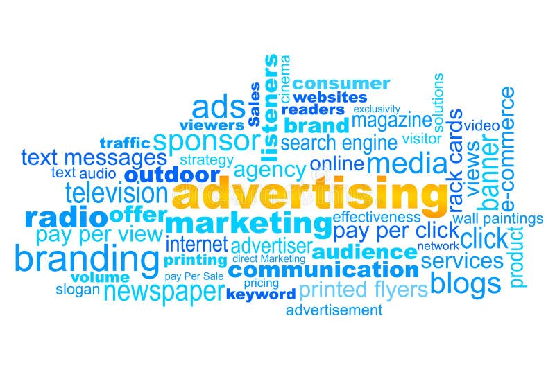 Advertising word cloud stock illustration. Illustration of commerce ...