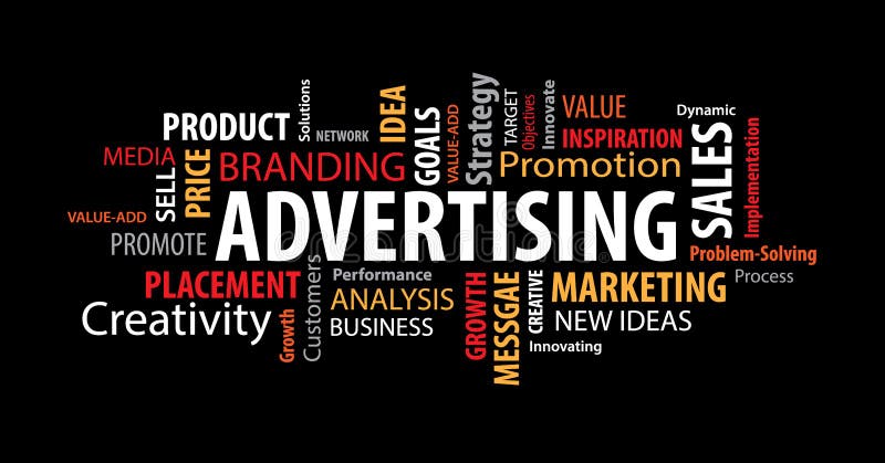 Advertising Word Cloud stock photo. Image of sales, product - 183106758