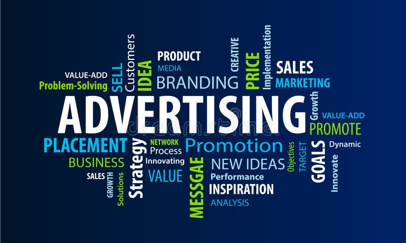 Advertising Word Cloud stock photo. Image of sales, product - 183106758