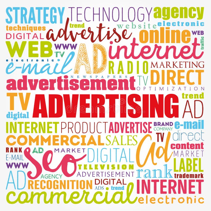 ADVERTISING word cloud stock illustration. Illustration of competitive ...