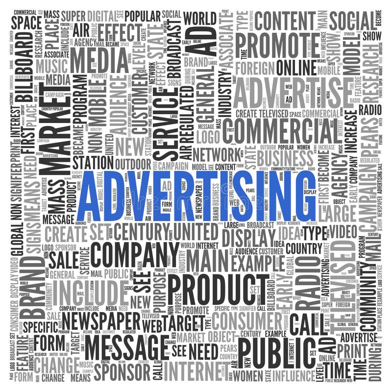 ADVERTISING Word Tag Cloud Design Stock Illustration - Illustration of ...