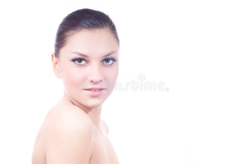 Advertising Young Beautiful Woman Isolated Stock Photo - Image of ...
