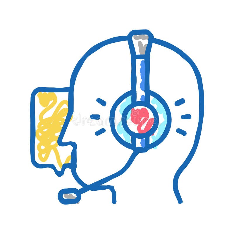 Advice and Call Service Support Icon Doodle Illustration Stock ...