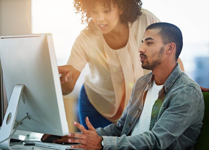 Advice, Computer and Business People with Teamwork in Office for Help ...