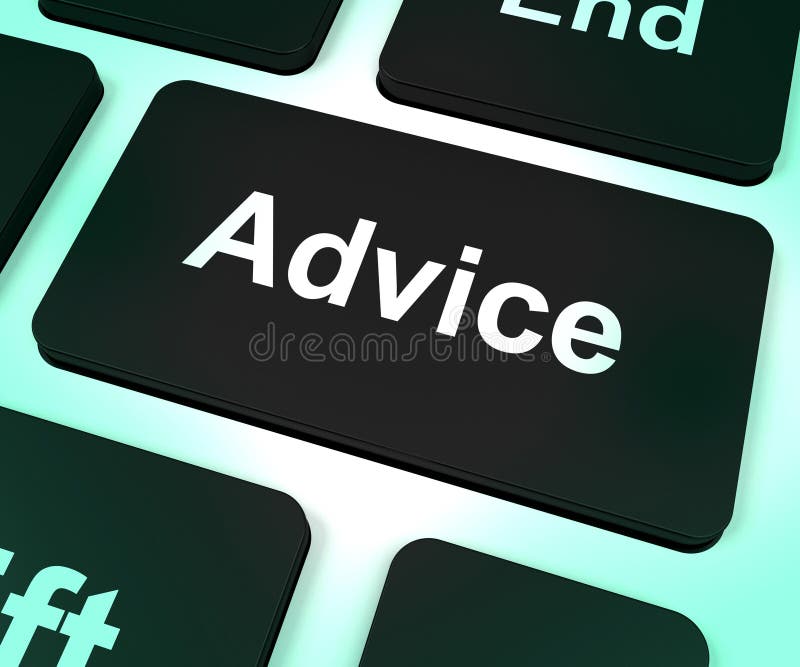 Advice Computer Key Showing Assistance and Help Stock Image - Image of ...