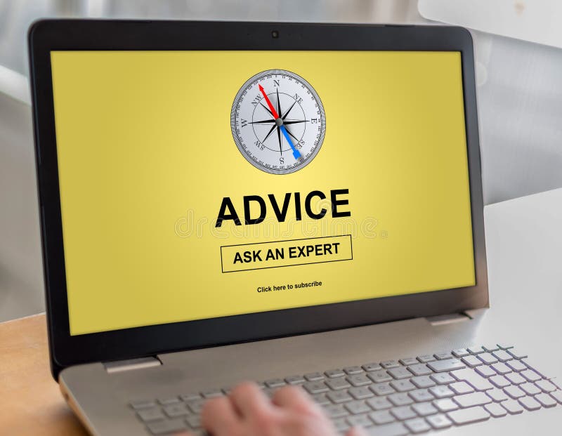 Advice concept on a laptop stock image. Image of consulting - 83807595