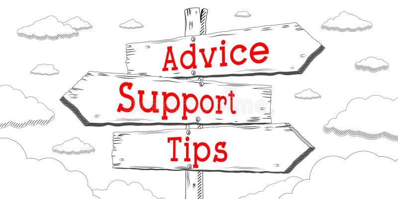 Advice, Support, Tips - Outline Signpost with Three Arrows Stock ...