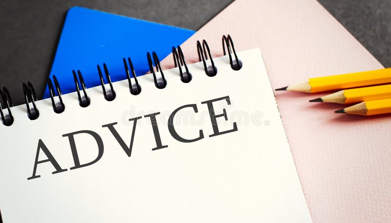 ADVICE Text on a White Stickers. Chart or Mechanism Concept Stock Image ...