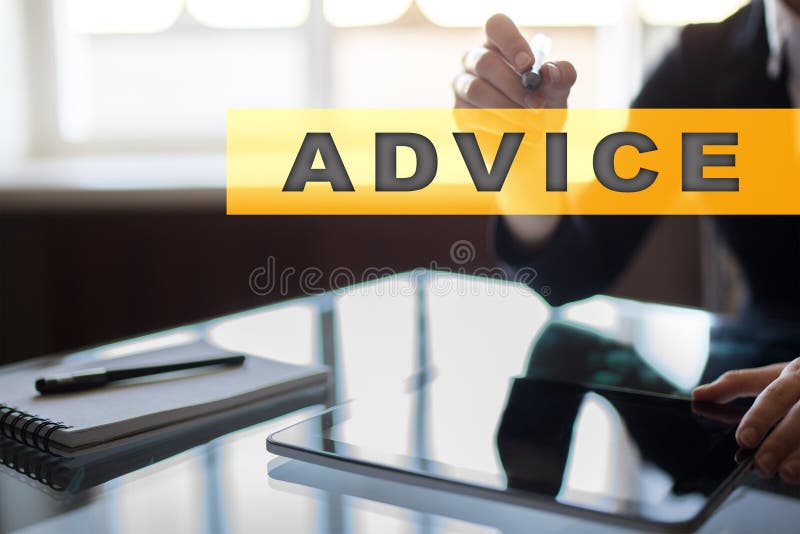 Advice Text on Virtual Screen. Business Technology and Internet Concept ...