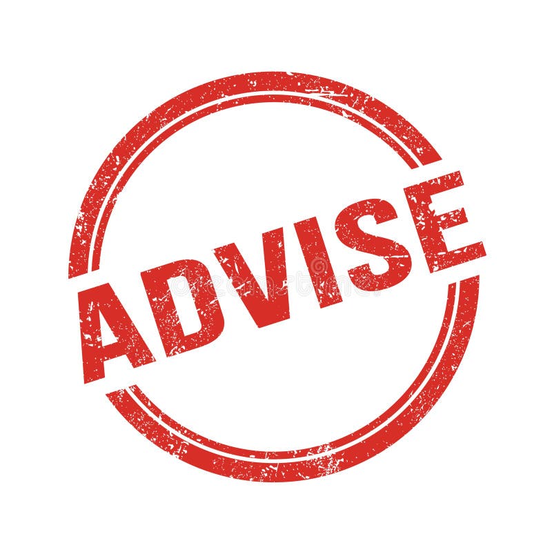 ADVISE Text Written on Red Grungy Round Stamp Stock Illustration ...