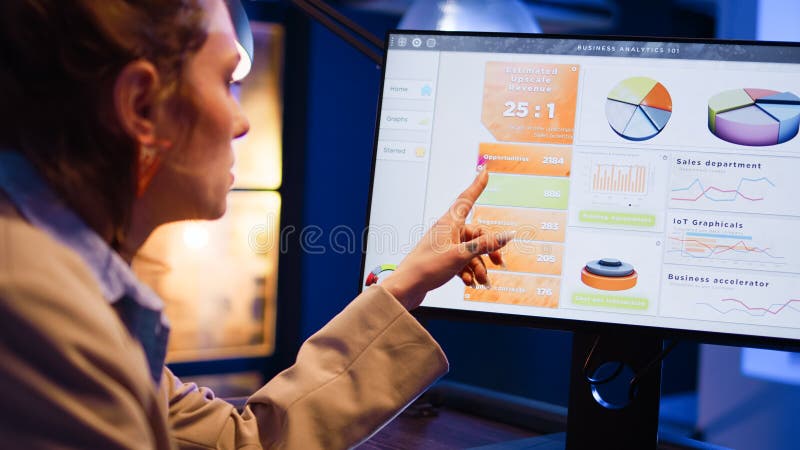 Advisor Agent Analyzing Statistics Graphs in Startup Office Stock Photo ...