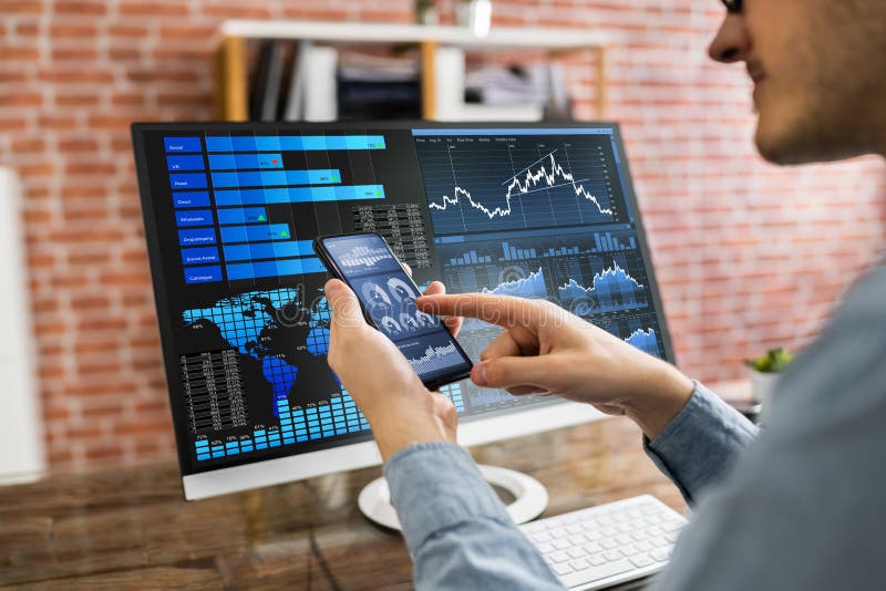 Advisor Using Smartphone stock photo. Image of desk - 212706880