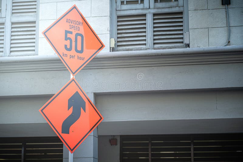 Advisory Speed Limit Sign, 50 Km H Speed Sign on the Street Stock Photo ...