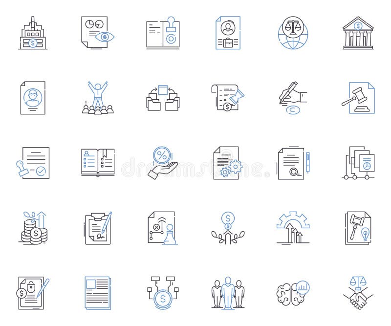 Advocate Bureau Line Icons Collection Advocacy Representation