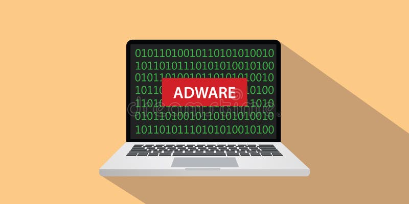 Adware Concept Illustration with Text on Laptop Screen with Flat Style ...