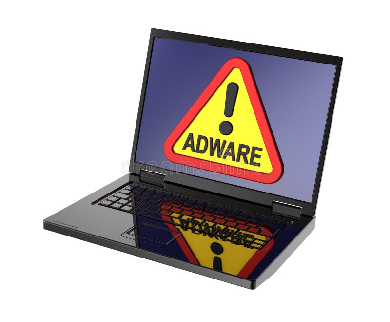 Adware Warning Sign on Laptop Screen. Stock Illustration - Illustration ...