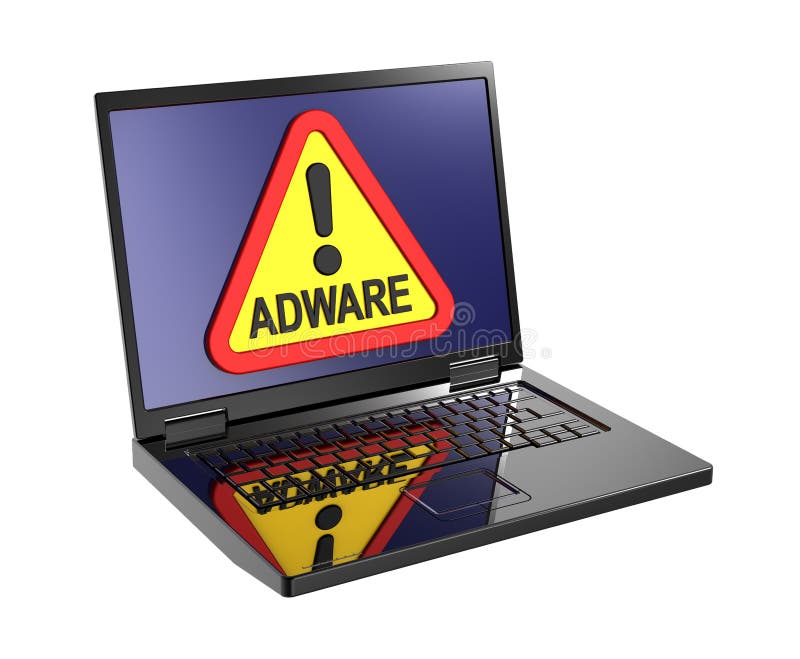 Adware Warning Sign on Laptop Screen. Stock Illustration - Illustration ...