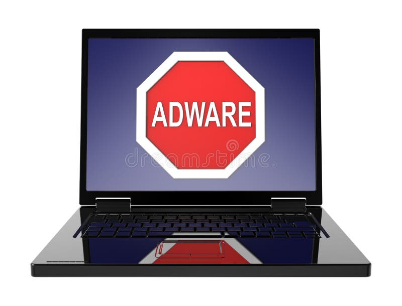 Adware Warning Sign on Laptop Screen. Stock Illustration - Illustration ...