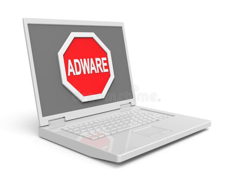 Adware Warning Sign on Laptop Screen. Stock Illustration - Illustration ...