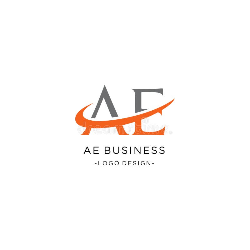 AE Letter Logo Design with Serif Font and Swoosh Vector Illustration ...
