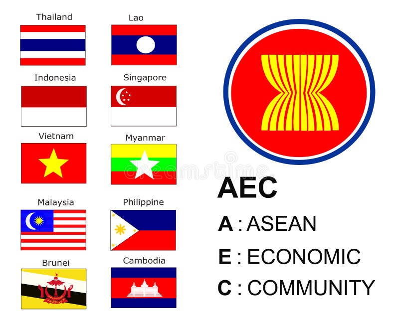 Aec flag and symbol stock illustration. Illustration of indonesia ...